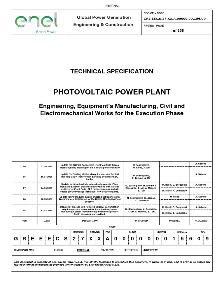 Photovoltaic Power Plant Specifications | PDF | Photovoltaics | Solar Panel