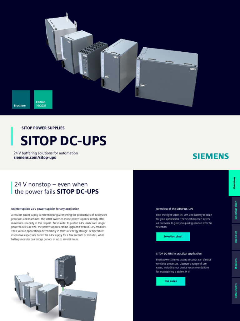 Ipdf Sitop DC Ups Batterybrochure en | PDF | Personal Computers | Usb