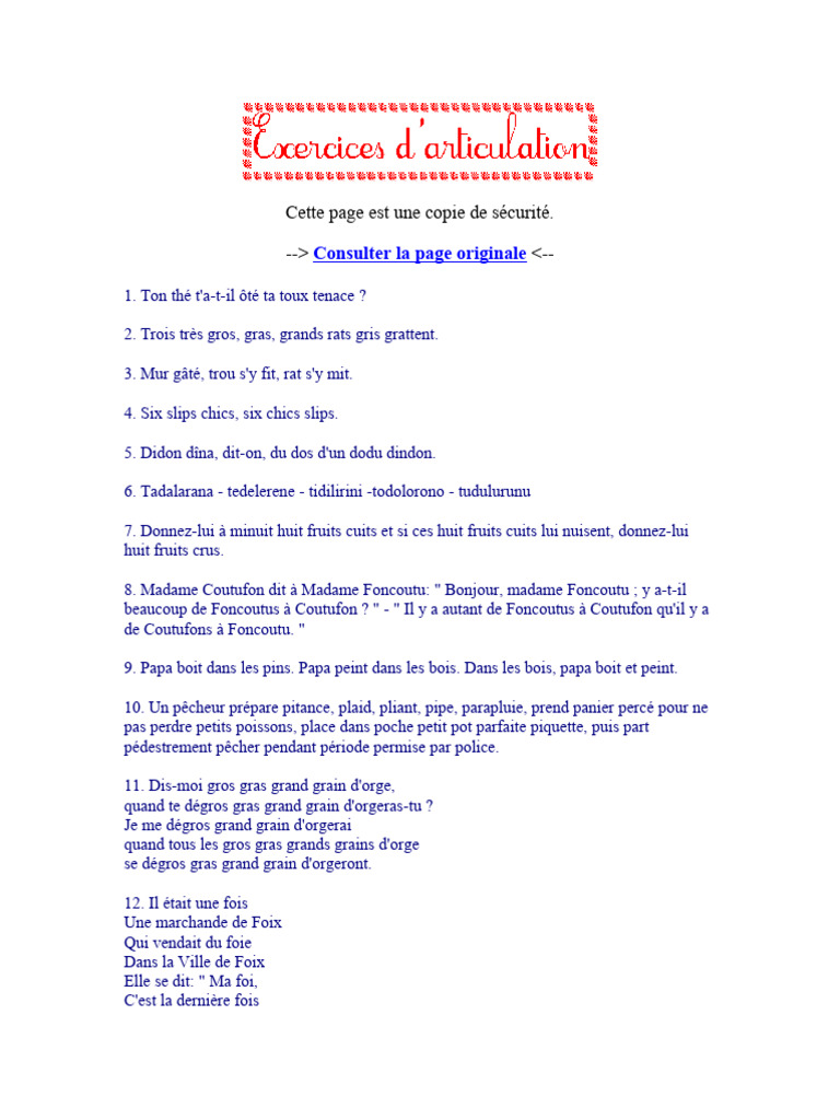 Exercices de Diction et Articulation | PDF | Maison et jardin