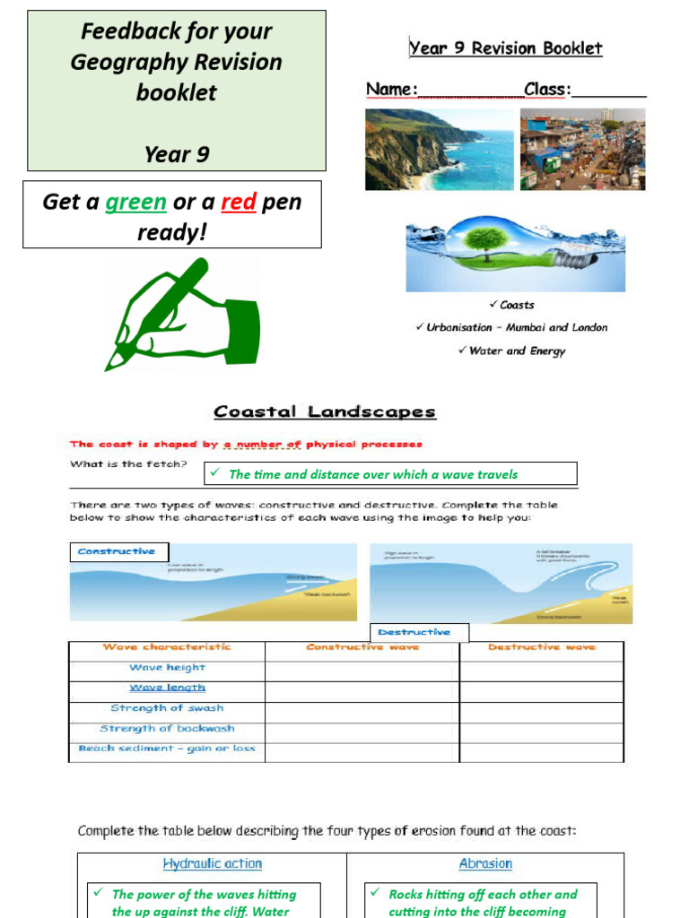 Feedback Power Point Year 9 Booklets | PDF | Erosion | Water Scarcity