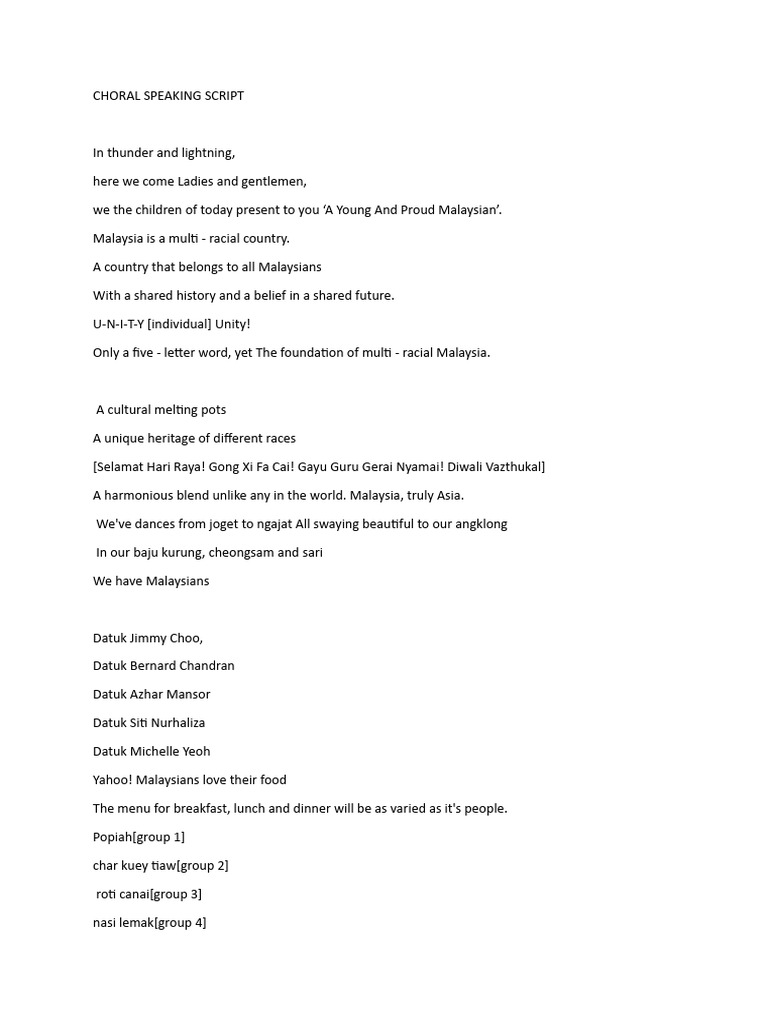 SK Choral Speaking Script | PDF