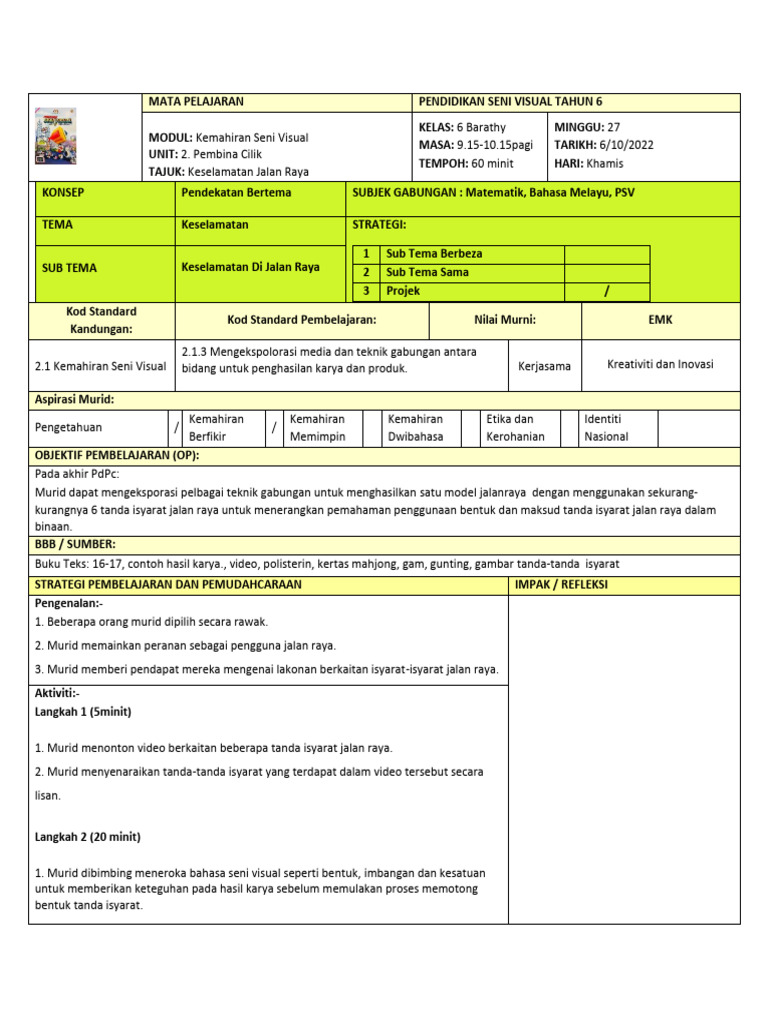 09 Rph Pendidikan Seni Visual Tahun 6 Pdf 
