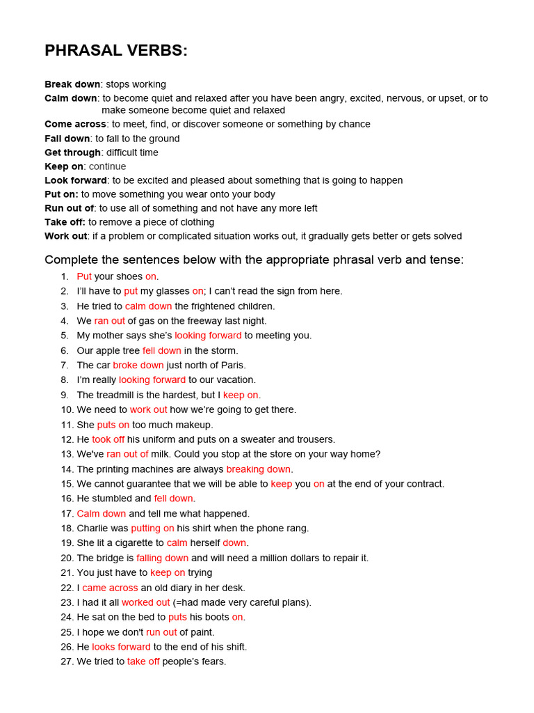 Phrasal Verbs Practice Guide | PDF