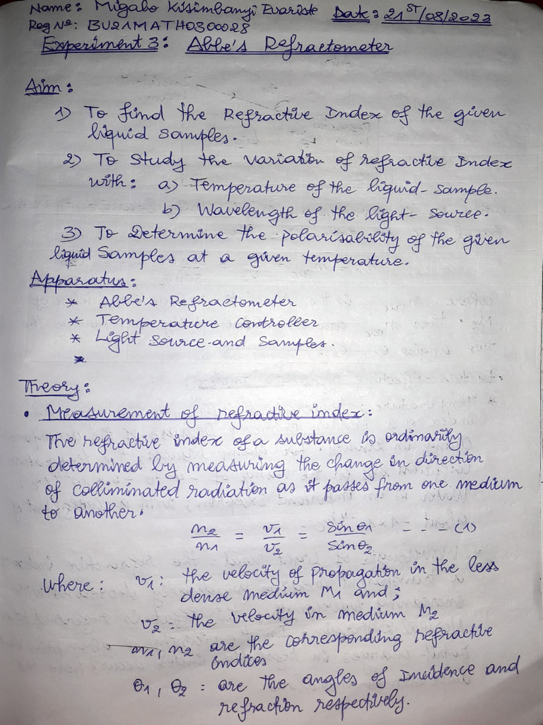 QM Lab 3 | PDF | Refractive Index | Metrology