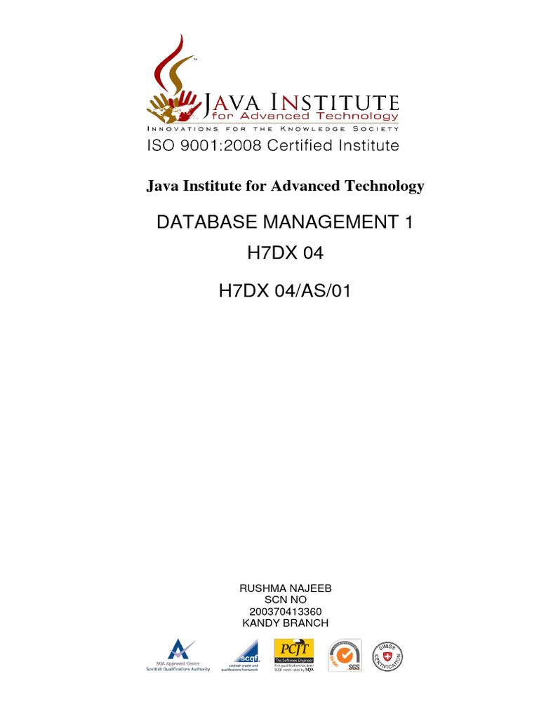 Dbms Assignment 01 | PDF | Databases | Programmer Dbms Assignment 01 | PDF | Databases | Programmer