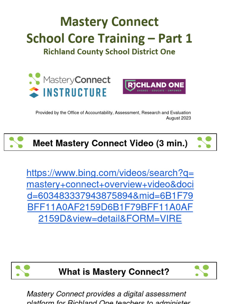 Mastery Connect Training Overview | PDF | Computing