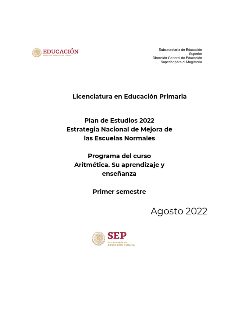Aritmética. Su Aprendizaje y Ense 27 Julio | PDF | Plan de estudios | Educación primaria
