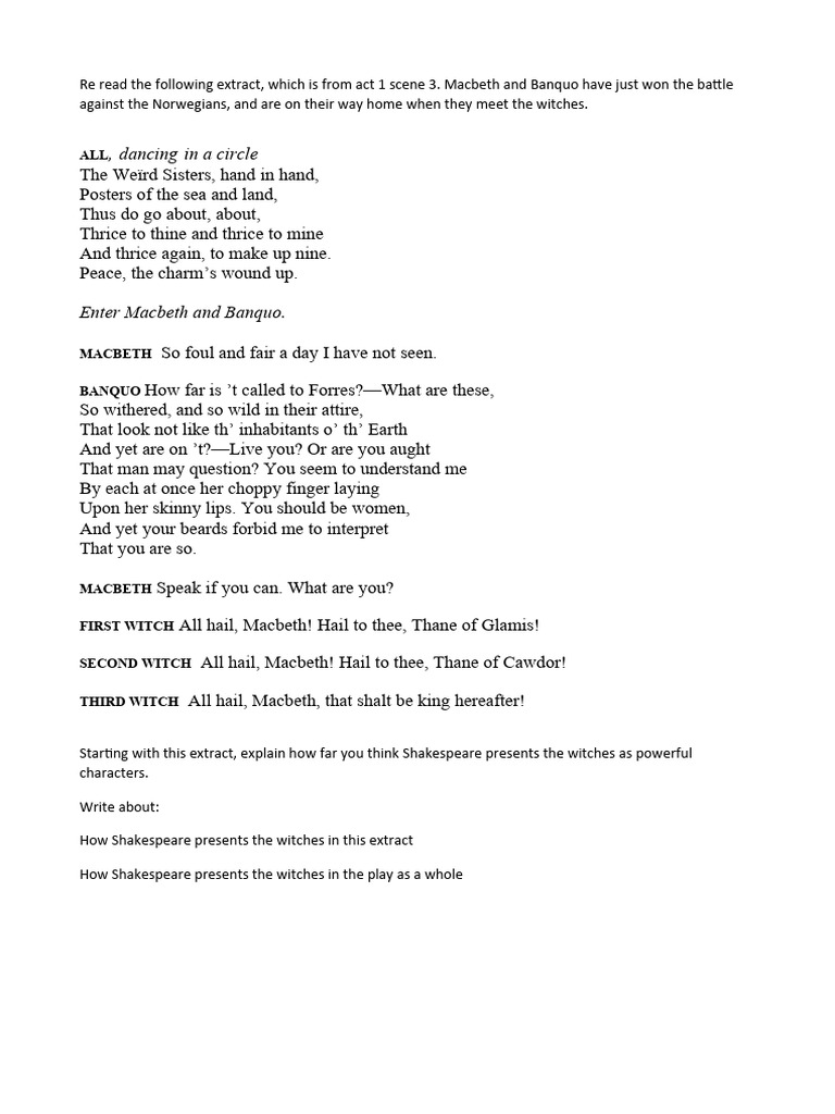 Practice Questions Macbeth | PDF | Macbeth | Shakespearean Tragedies
