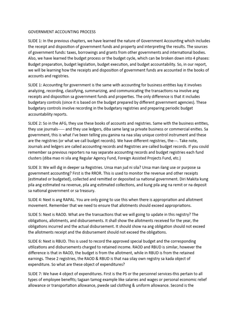 Government Accounting Process | PDF | Expense | Business