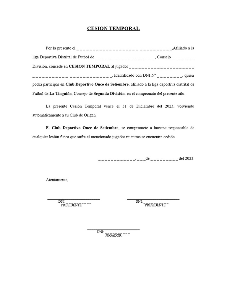 Cesion Temporal | PDF