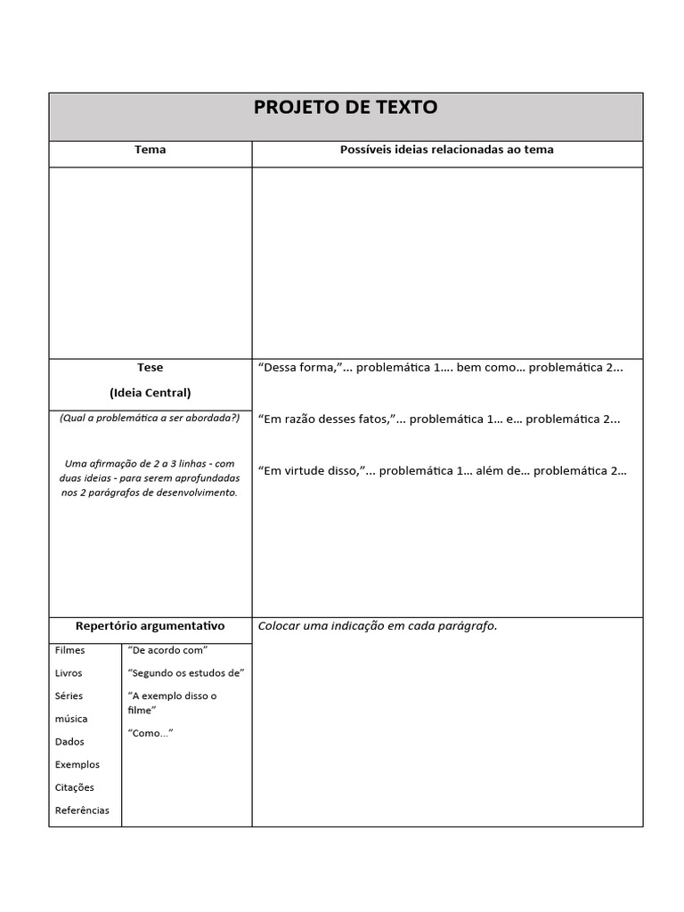 Projeto de Texto | PDF