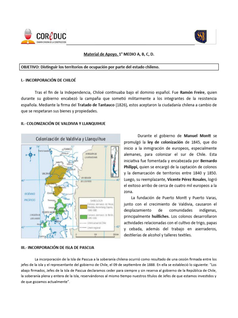 HIST - 1SSB-2023 - CONFIGURACION TERRITORIAL. Apoyo | PDF | Chile ...