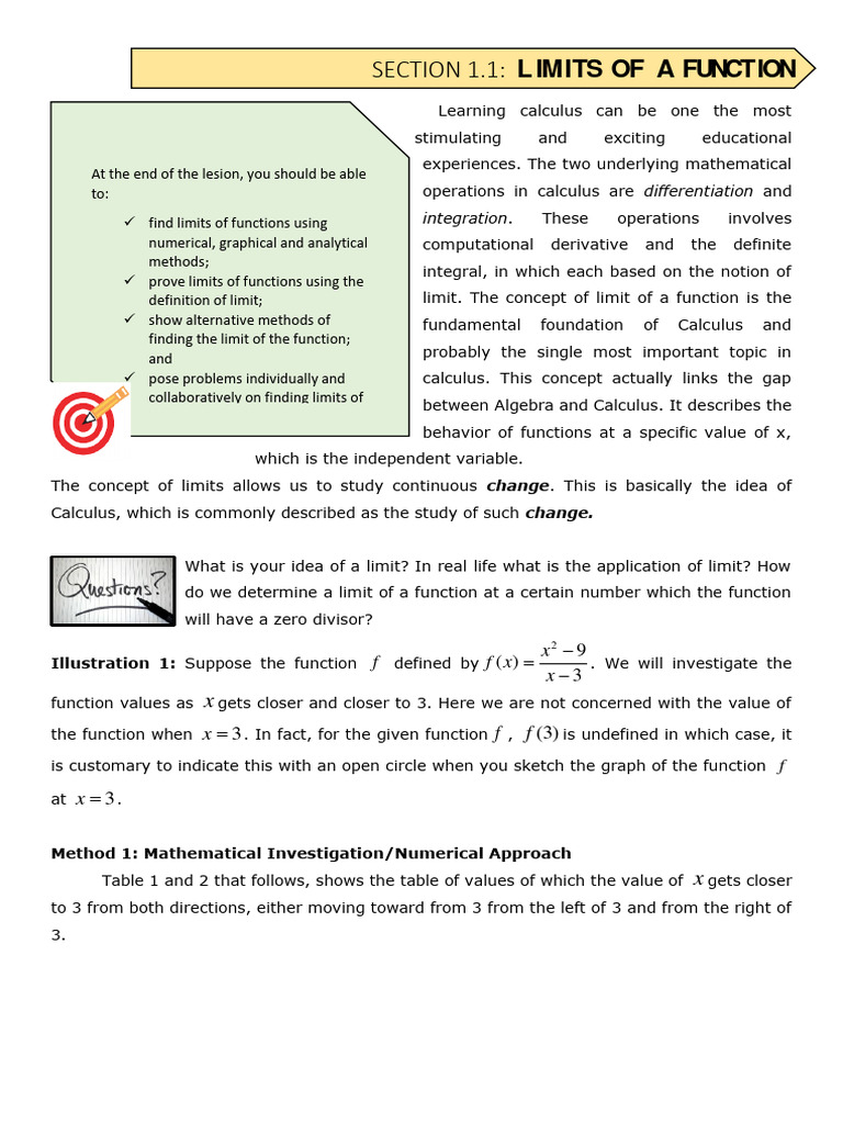 Evaluating Limits with Tables | PDF | Calculus | Function (Mathematics)