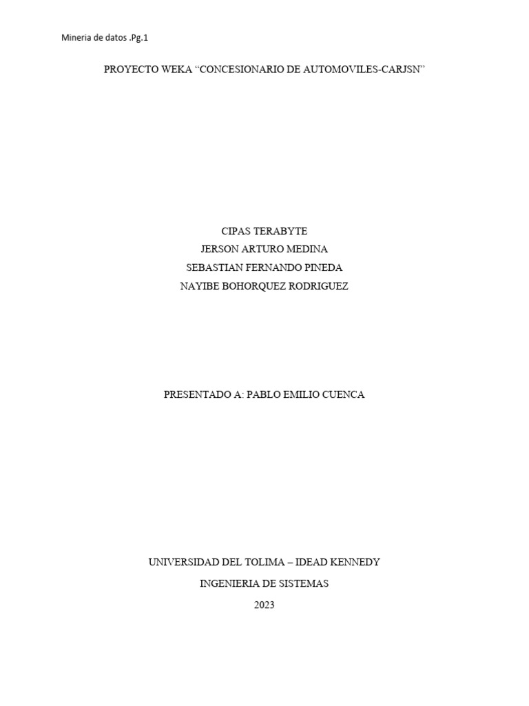 Proyecto Weka | PDF | Procesamiento de datos