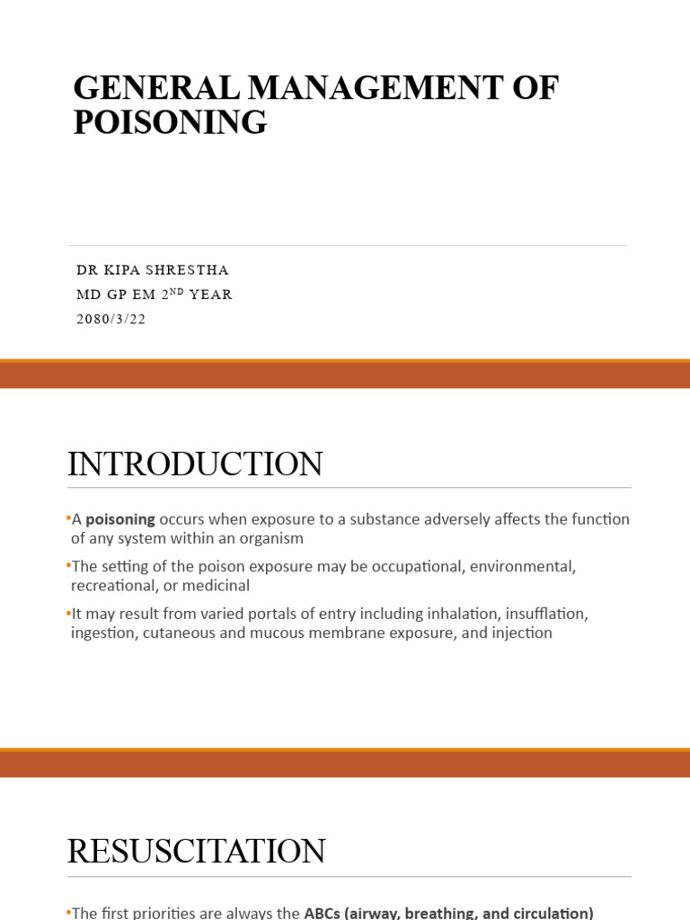 General Management of Poisoning | PDF | Medicine | Medical Specialties