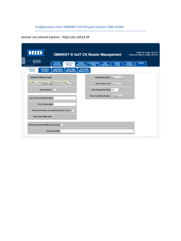 (OMNIKEY 5427) Configurando Lector OMNIKEY 5427 G2-Tarjeta CR80 125Khz | PDF