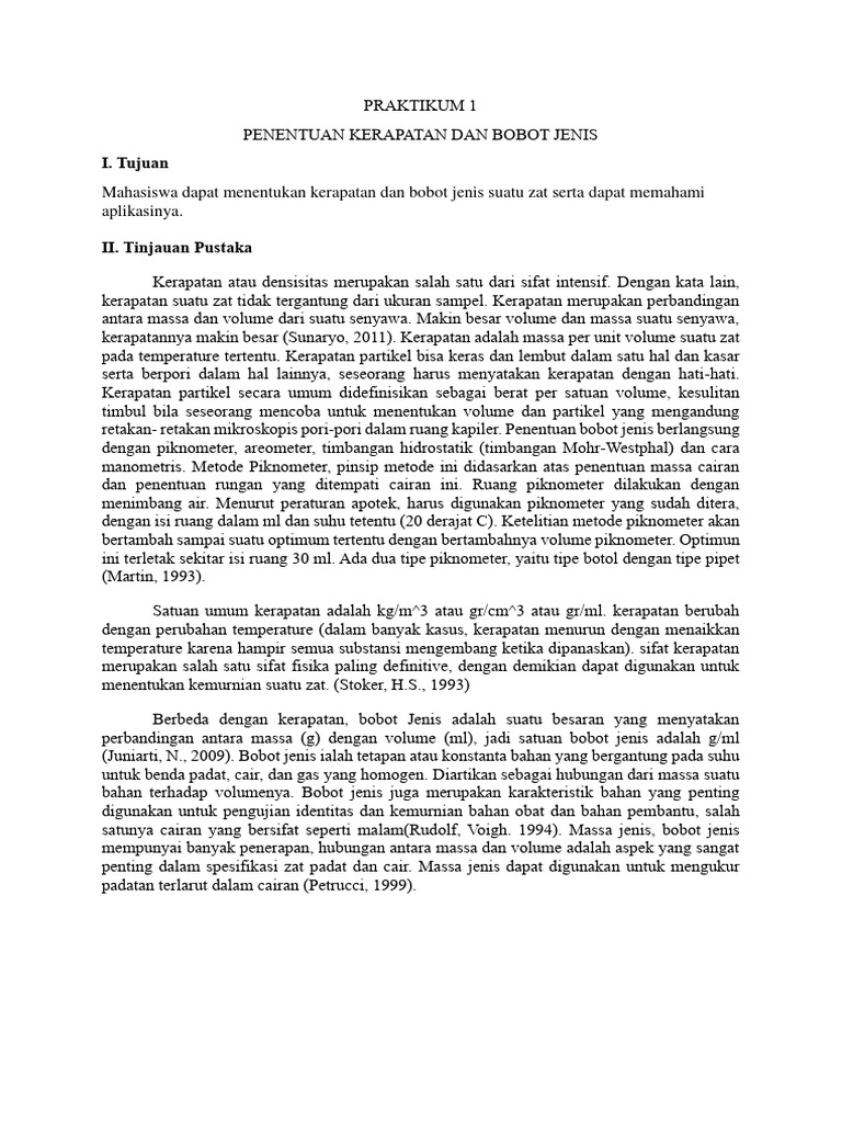 PRAKTIKUM KERAPATAN DAN BOBOT JENIS Kelompok 2 - 1B | PDF