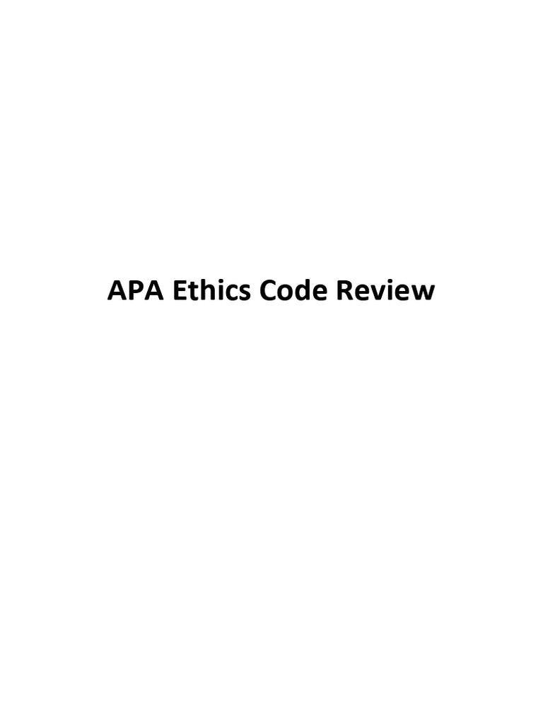APA Ethics Code Review | PDF | Informed Consent | Psychotherapy