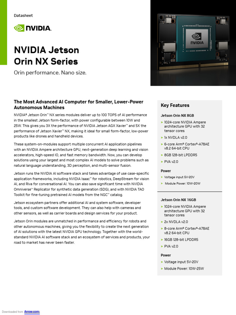 Jetson Orin NX Datasheet Nvidia Us Web 2605318 5 | PDF | Graphics Processing Unit | Computer Science