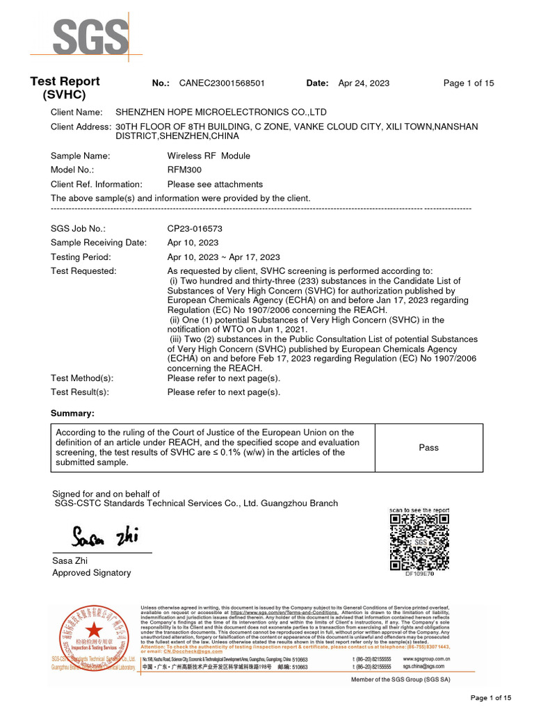 RF Module Reach | PDF | Chemical Substances | Chemical Compounds