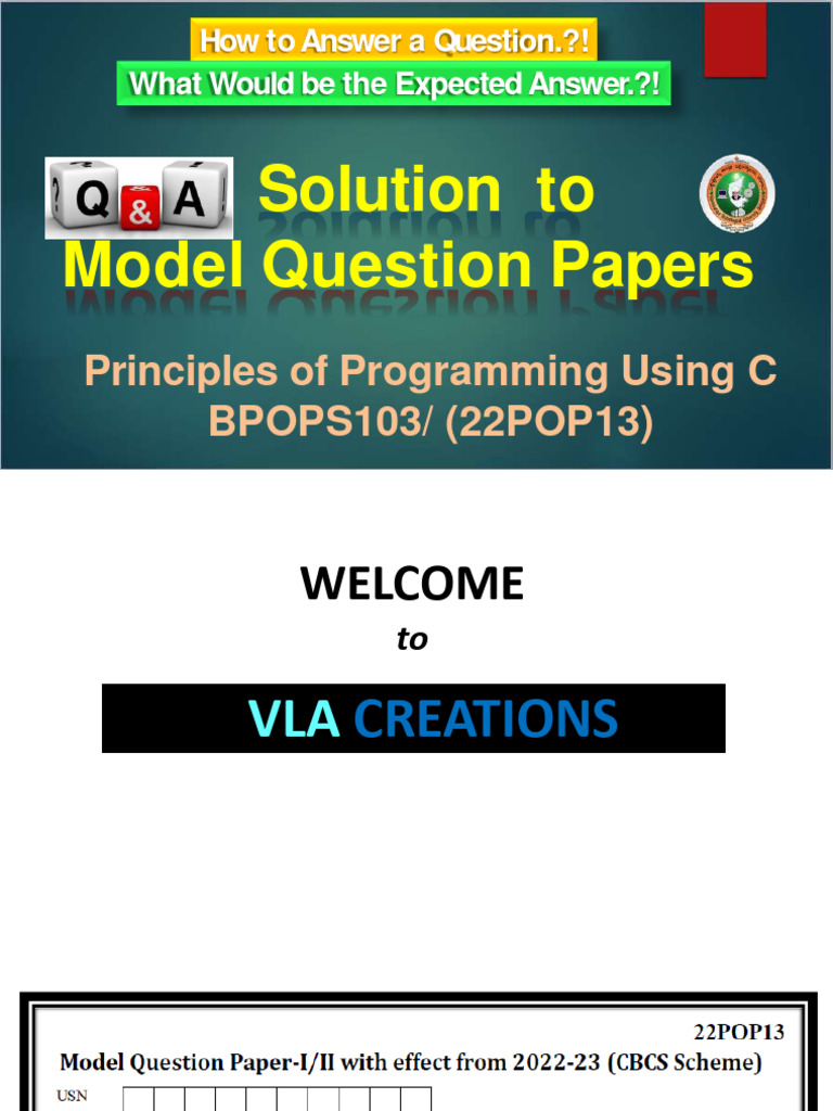 POP Mdel Paper 3 Solution | PDF | Computer Program | Programming