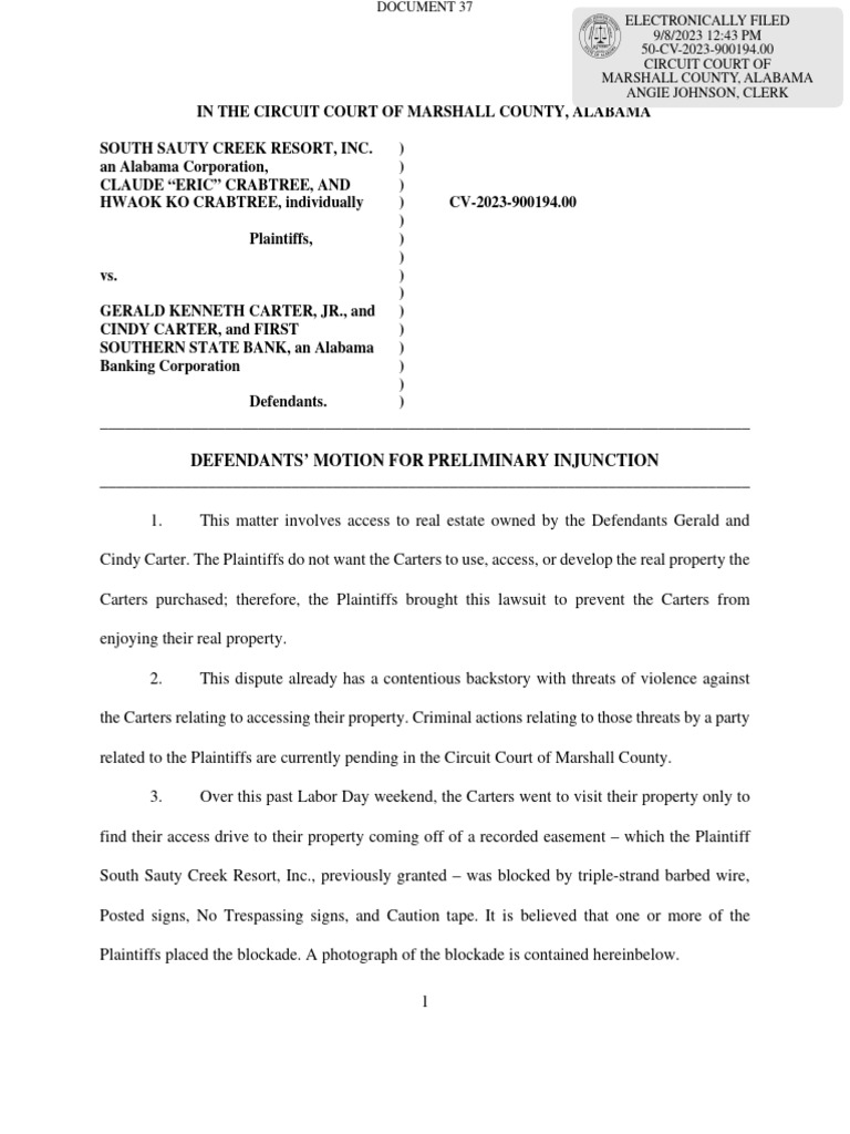 Preliminary Injunction Filed | PDF | Injunction | Common Law
