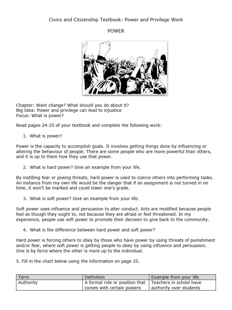 Civics & Citizenship Worksheet 3 Power and Privilege | PDF | Disability ...