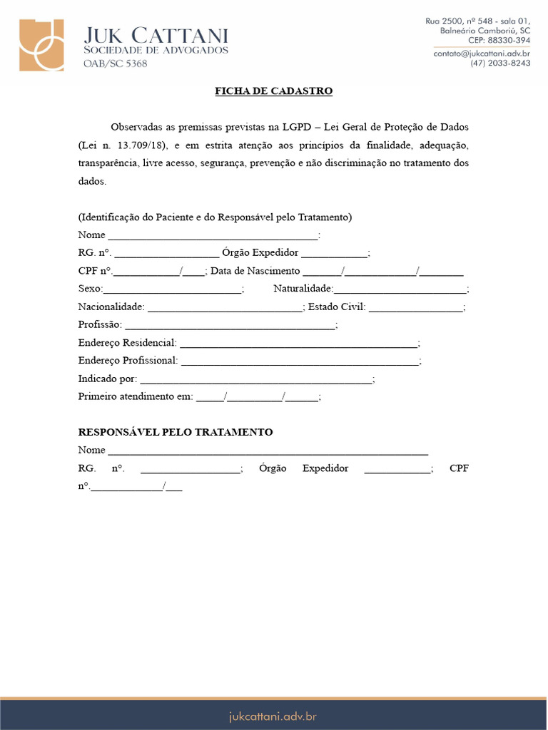 Modelo Ficha de Cadastro Do Paciente | PDF