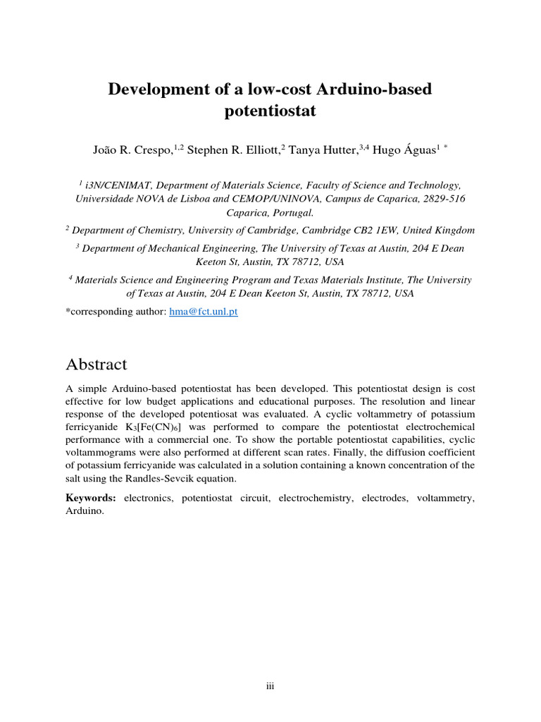 Development Of A Low Cost Arduino Based Potentiostat Download Free Pdf Operational Amplifier