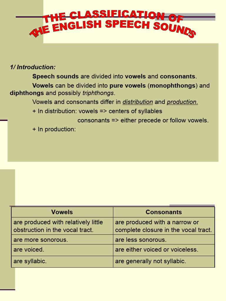 Chapter III The Classification of The English Speech Sounds | PDF ...