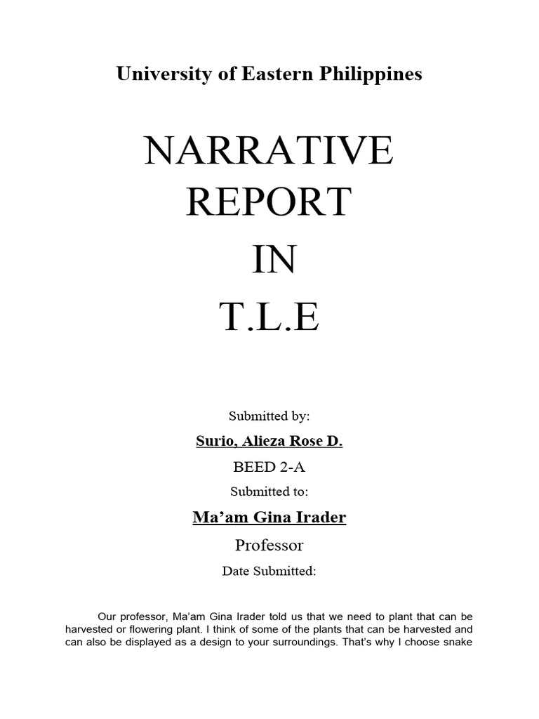Narrative Report in TLE 1 Agriculture Alieza Rose D. Surio | PDF | Ginger