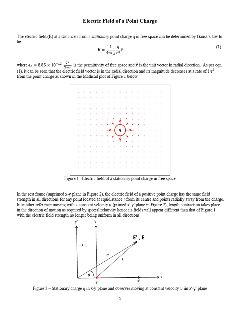 Electric Field of A Point Charge | PDF | Electric Field | Special Relativity