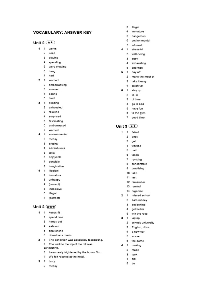 Answer Key Vocabulary | PDF | Natural Environment