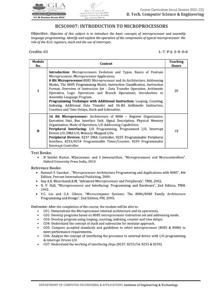 Introduction To Microprocessor Module 1 Notes by Anuja Bhargava Ma'am | PDF