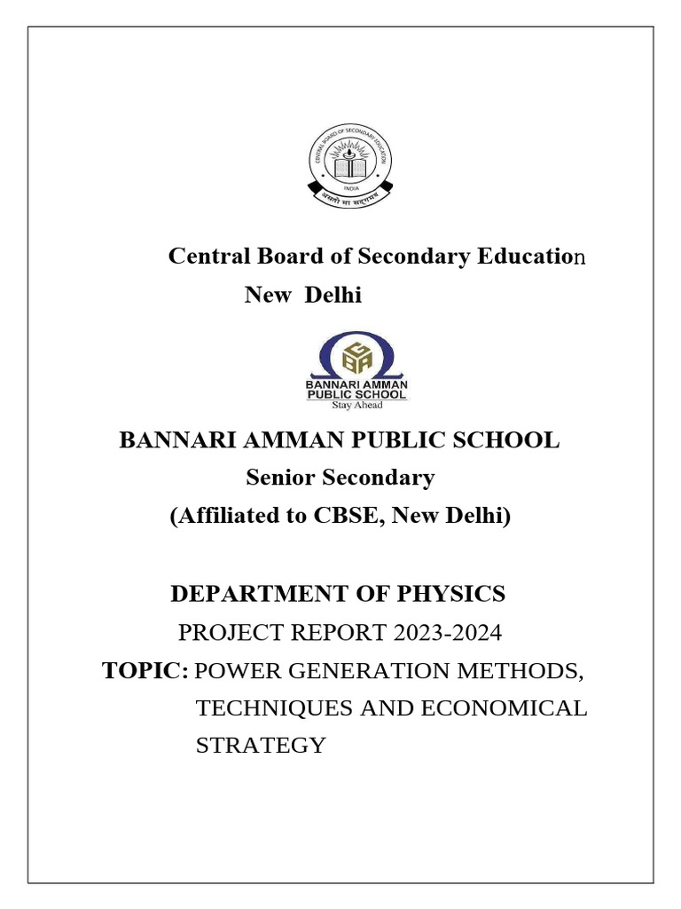 Physics Investigatory Project Class 12 | PDF | Electricity Generation ...