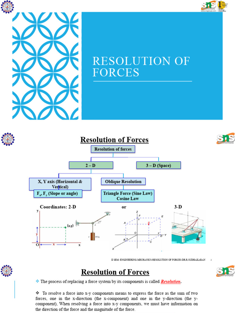 Resolution of Forces in Engineering Mechanics | PDF | Euclidean Vector ...