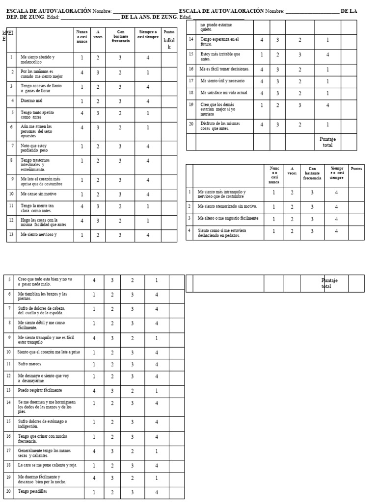 INSTRUMENTO - Ansiedad de Zung | PDF | Medicina CLINICA | Enfermedades ...