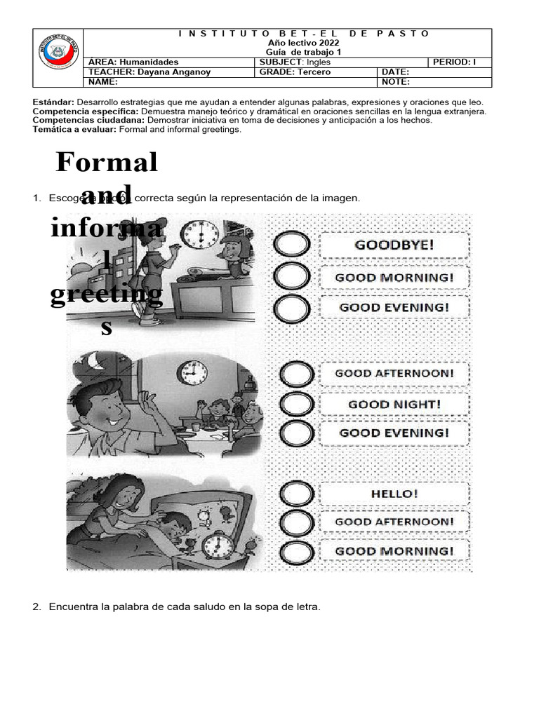 Formal and Informal Greetings #1 | PDF