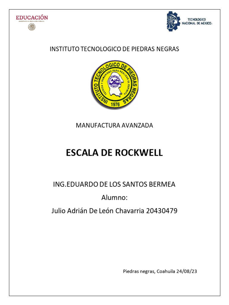 Escala Rockwell M | PDF | Dureza | Ciencias fisicas