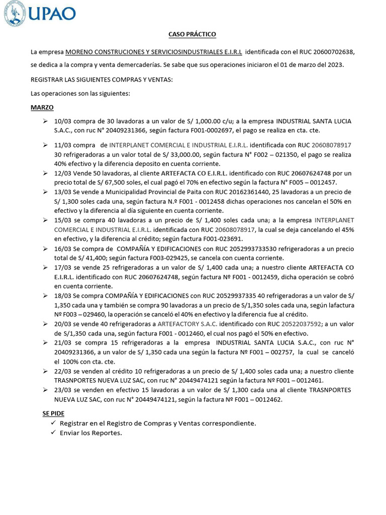 Semana 1 - Caso Registro de Compras y Ventas Contasis | PDF | Economias | Business
