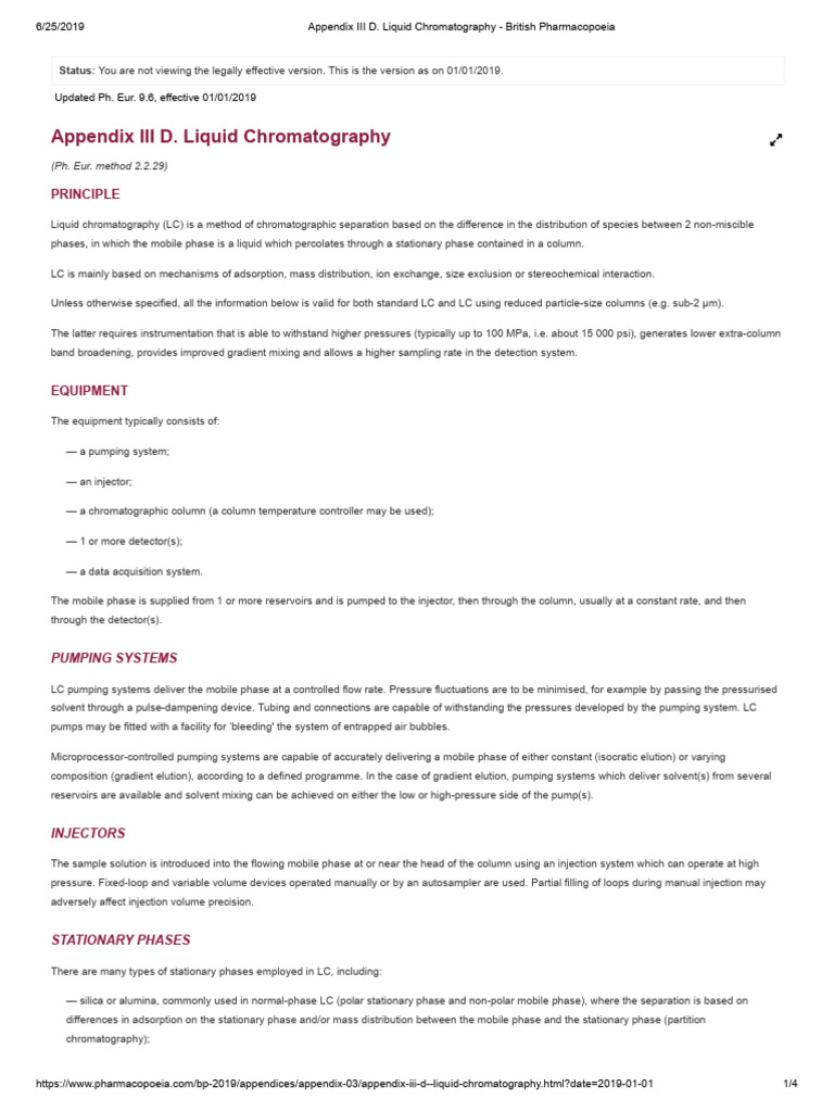 Appendix III D. Liquid Chromatography - British Pharmacopoeia | PDF ...