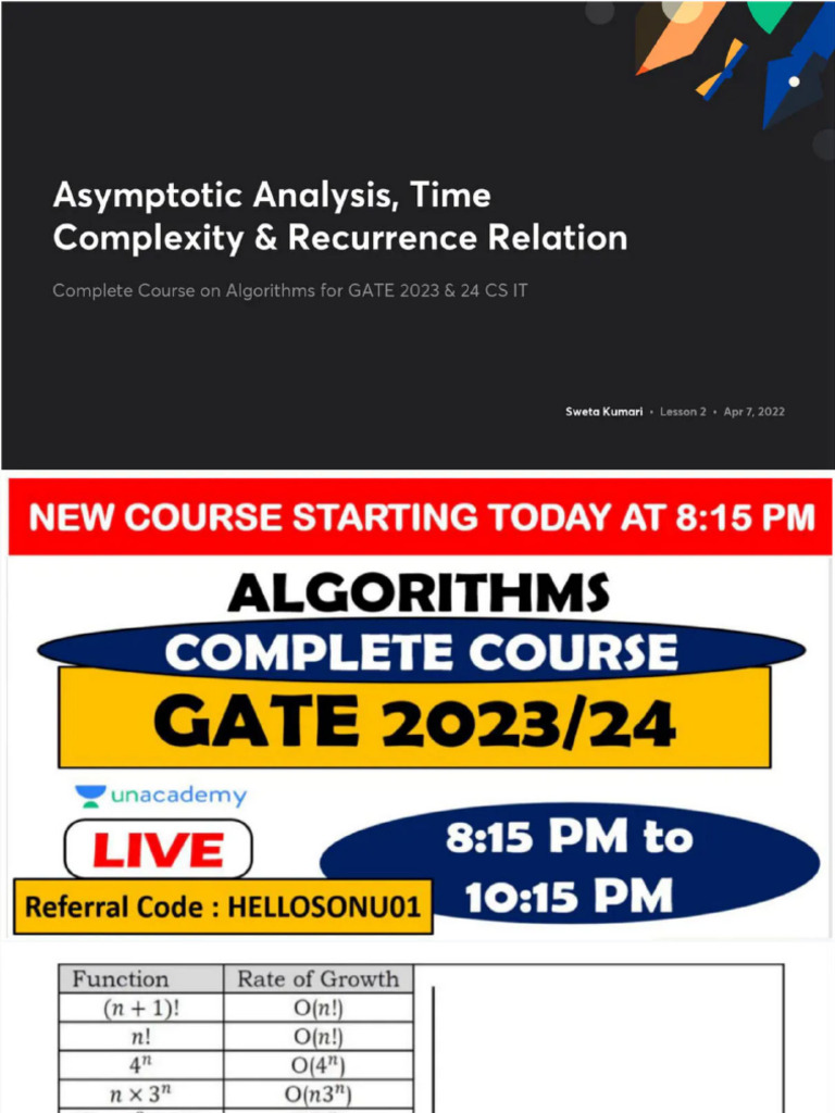 Asymptotic Analysis Time Complexity Recurrence Relation No Anno Pdf