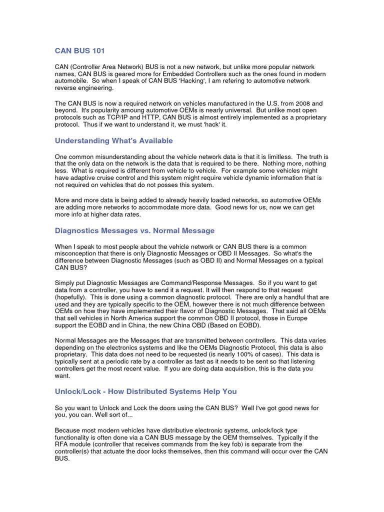 CANBUS Info | PDF | Computer Network | Computing