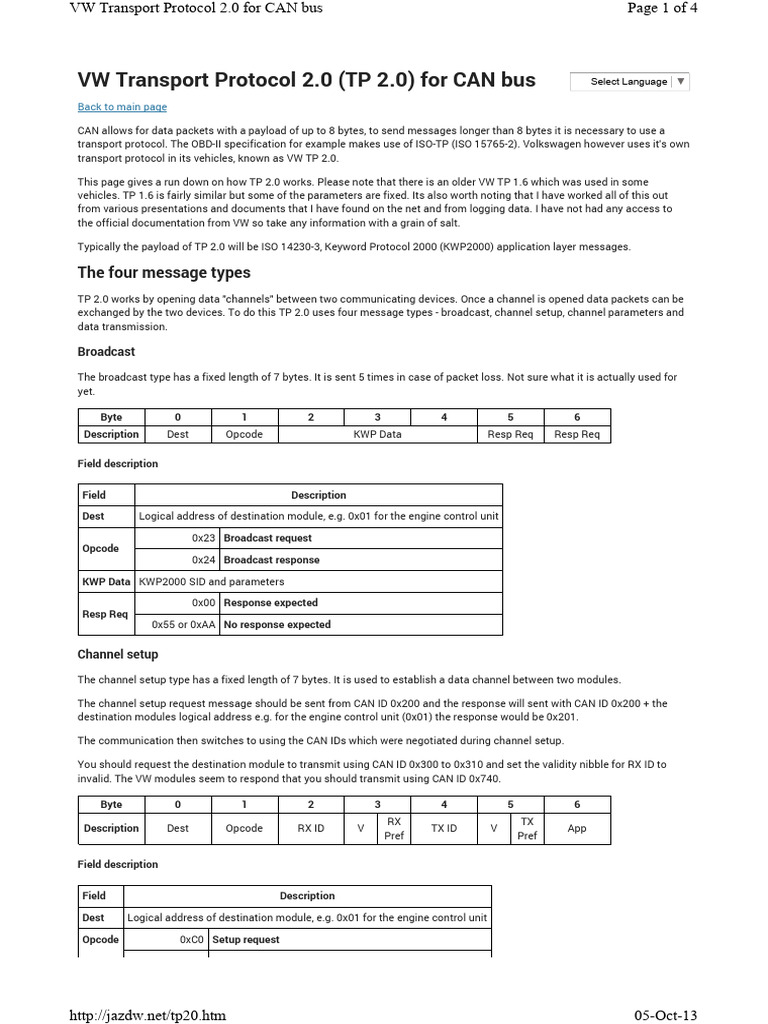 Vag TP 2.0 | PDF | Transmission Control Protocol | Network Architecture