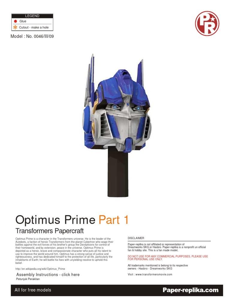 Optimus Prime - Head | PDF | Transformers (Franchise)