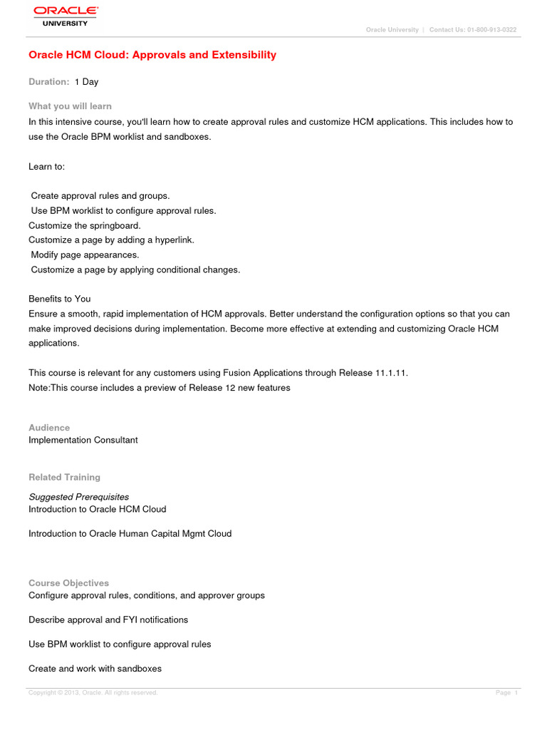Oracle HCM Cloud Approvals and Extensibility Ed 1 | PDF | Business Process Management | Oracle ...