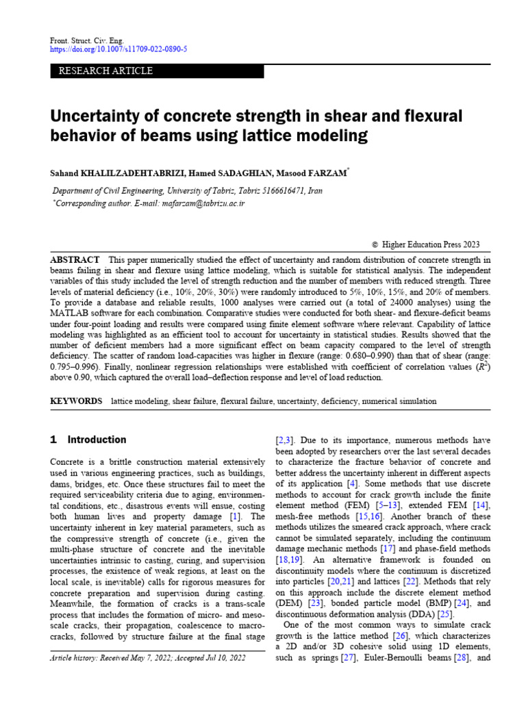 Published Uncertainty of Concrete Strength in Shear and Flexural ...