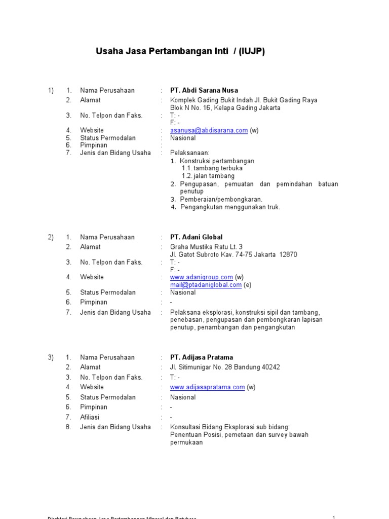 Perusahaan Pemegang IUJP | PDF