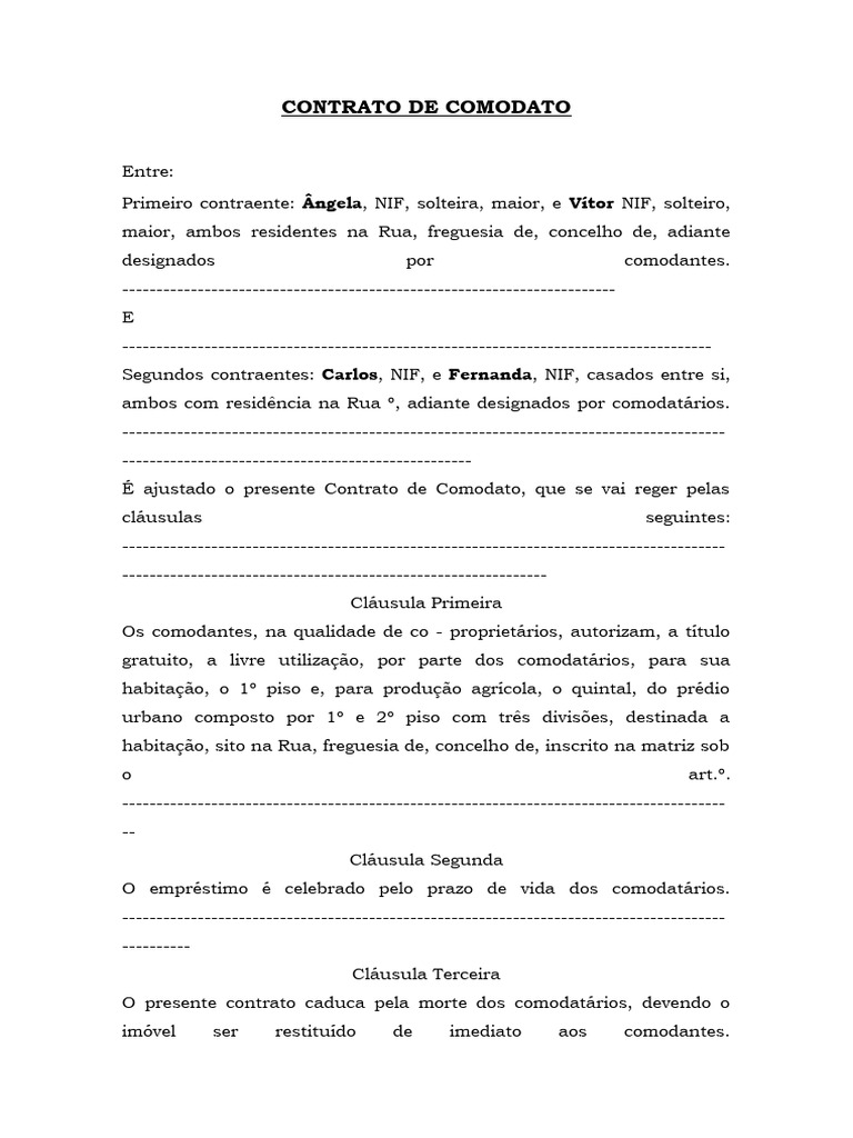 Contrato de Comodato 1 | PDF | Direito Privado