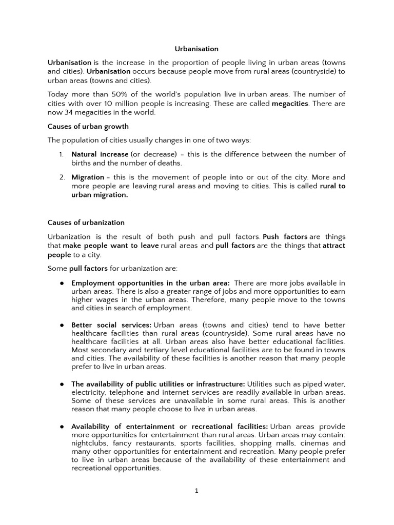 Causes and Effects of Urbanization | PDF | Urbanization | Human Migration